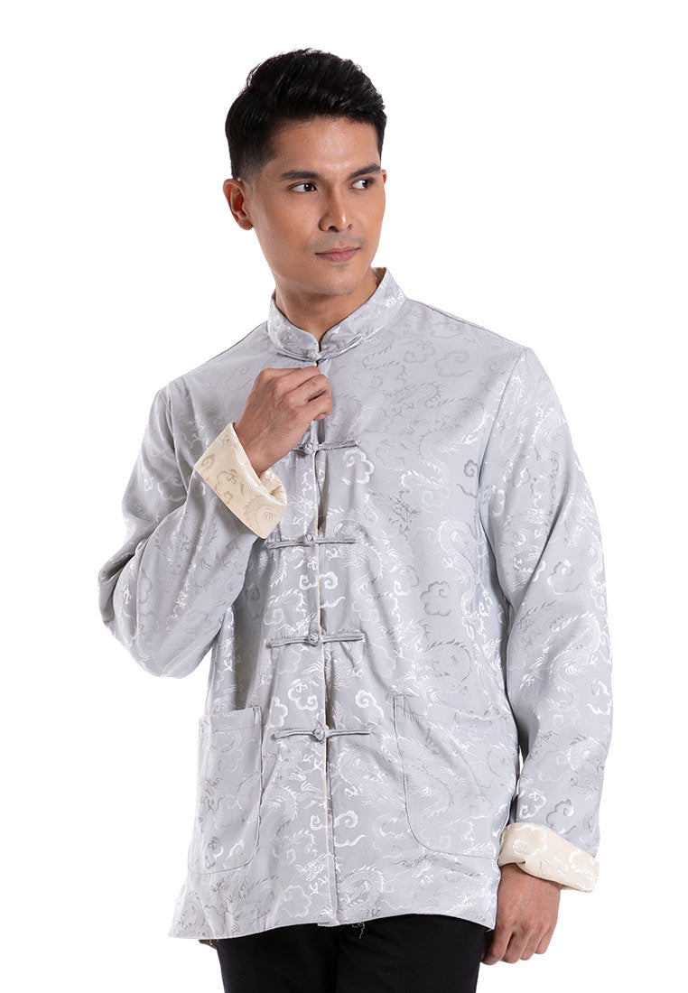 Alain Delon 2025 CNY Men Reversible Traditional PV Long Sleeve Shirt T ...